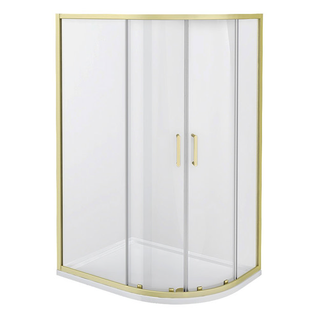 Toreno Brushed Brass 1200 x 900mm Offset Quadrant Shower Enclosure
