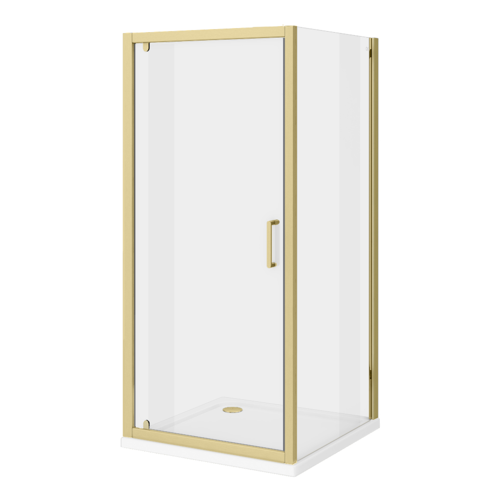 Toreno Brushed Brass 800 X 800mm Pivot Door Shower Enclosure Without Tray