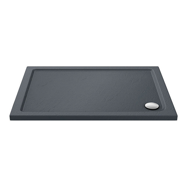 Toreno Matt Black 1200 x 800mm Sliding Door Shower Enclosure + Slate Effect Tray | Victorian ...