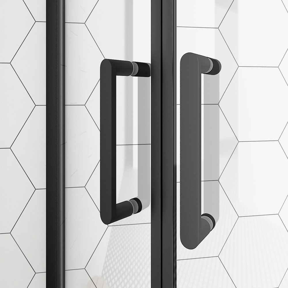 Toreno Matt Black 1400 x 800mm Double Sliding Door Shower Enclosure ...