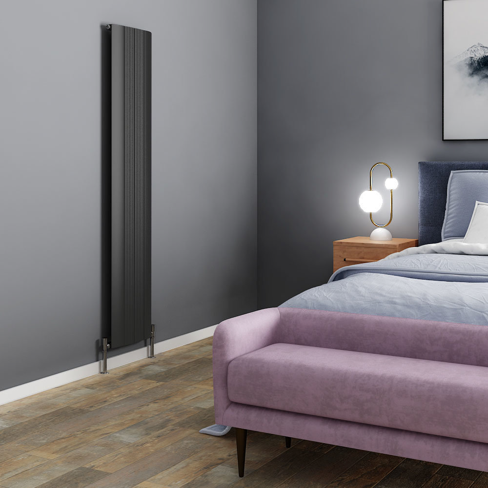 Toronto Aluminium Anthracite 1800 x 375mm Tall Vertical Radiator - 4 ...