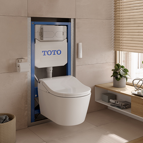 Toto Washlet RW Auto Flush Wall Hung Shower Toilet + Concealed WC ...