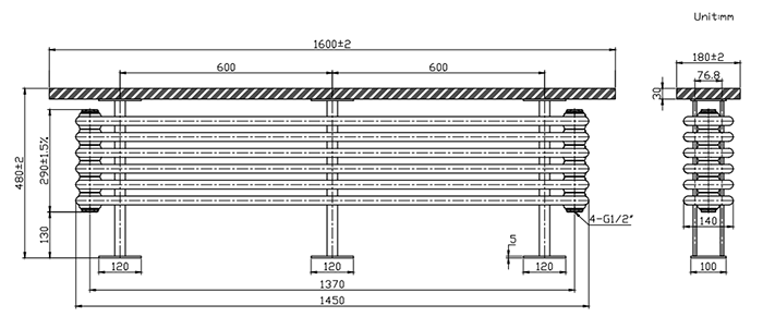 Traditional 480 x 1600mm Cast Iron Style 4 Column White Bench Radiator