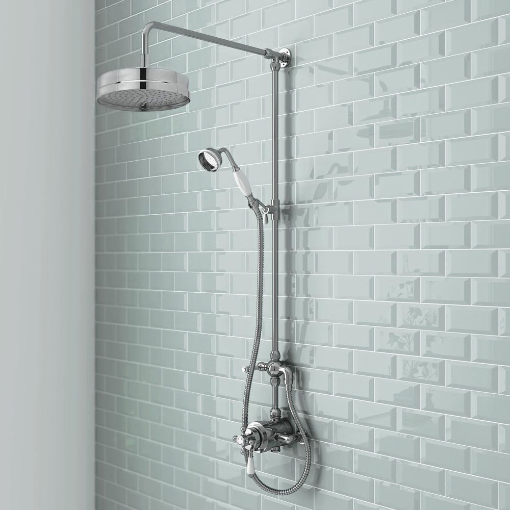 Nuie Traditional Luxury Rigid Riser Kit With Dual Exposed Shower Valve