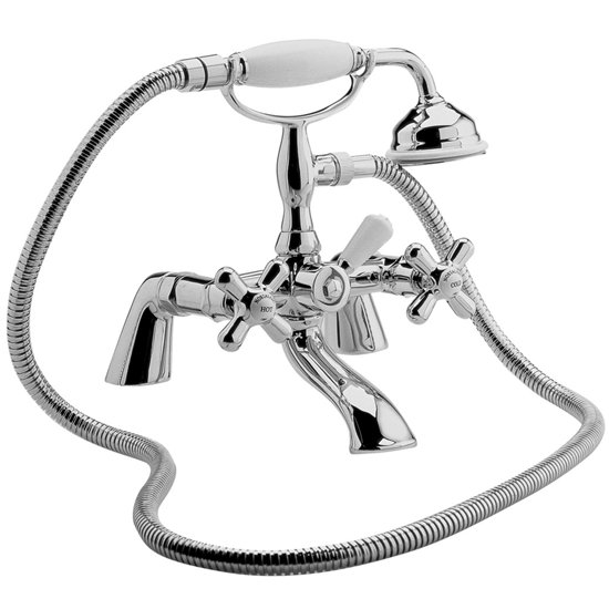 Ultra Traditional Nostalgic Chrome Bath Shower Mixer w/ Large Handset ...