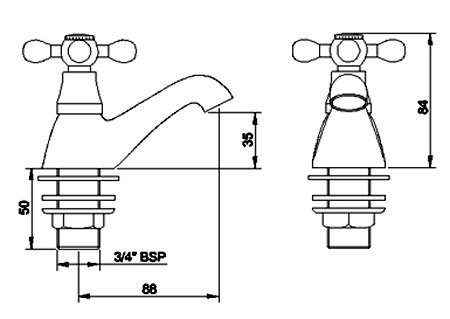 Ultra Traditional Viscount Bath Taps - Chrome - X372 at Victorian ...