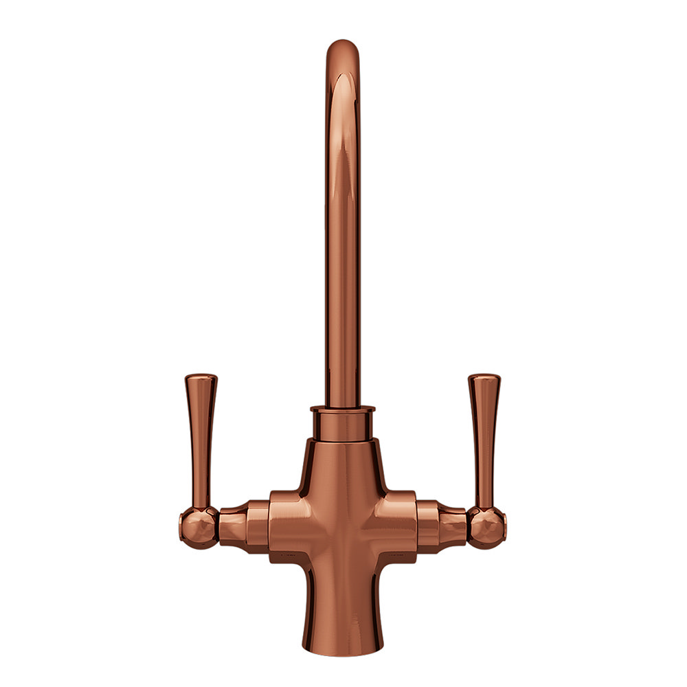 Bower Brushed Copper Dual Lever Kitchen Mixer Tap | Victorian Plumbing UK