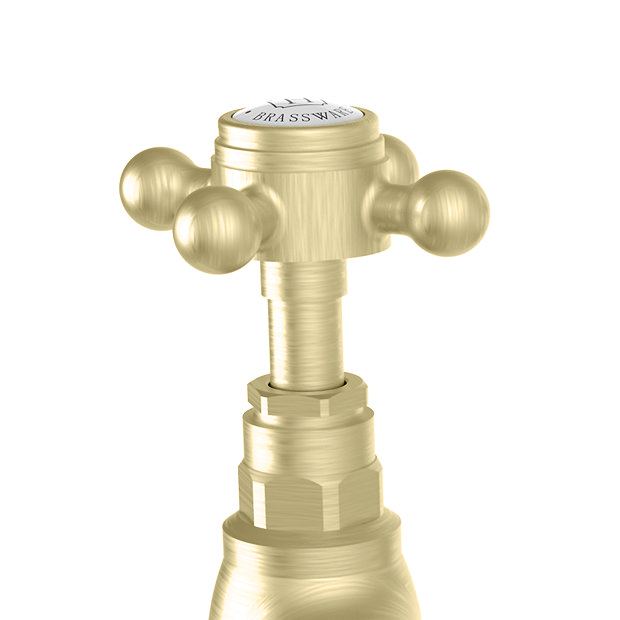 Trafalgar Traditional Crosshead Pillar Basin Taps (Pair) Brushed Brass