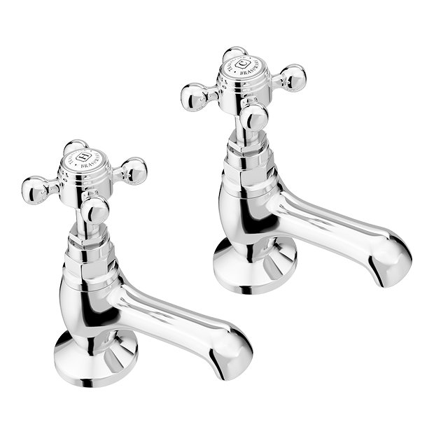 Trafalgar Traditional Crosshead Pillar Basin Taps (Pair) Chrome