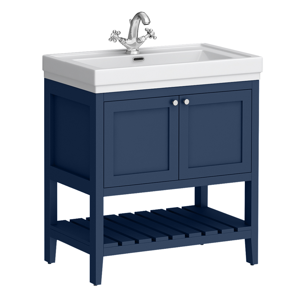 SHOP the Trafalgar Freestanding Vanity Unit - 810mm Blue with Chrome ...