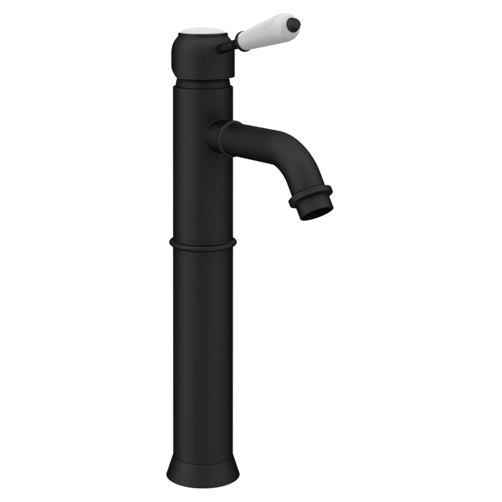 Trafalgar Traditional Single Lever Tall Basin Tap in Matt Black