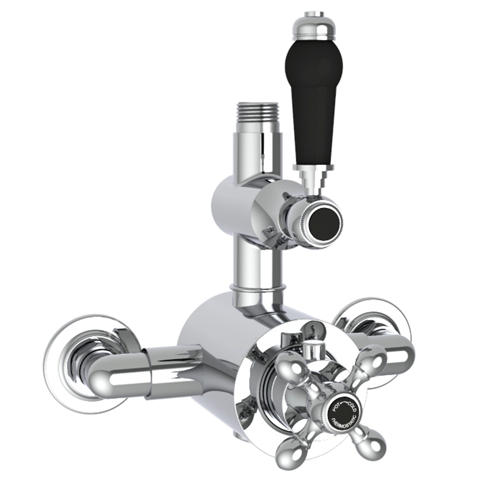 Trafalgar Traditional Twin Exposed Shower Valve in Chrome & Black ...