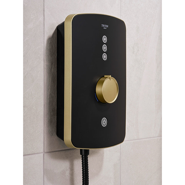 Triton Amala 8.5kw Electric Shower - Black/Brushed Brass - REAMA87