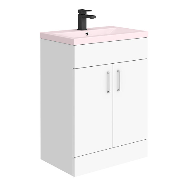 Toreno 600 Basin Unit - High Gloss White with Matt Pink Mid Edged Basin ...