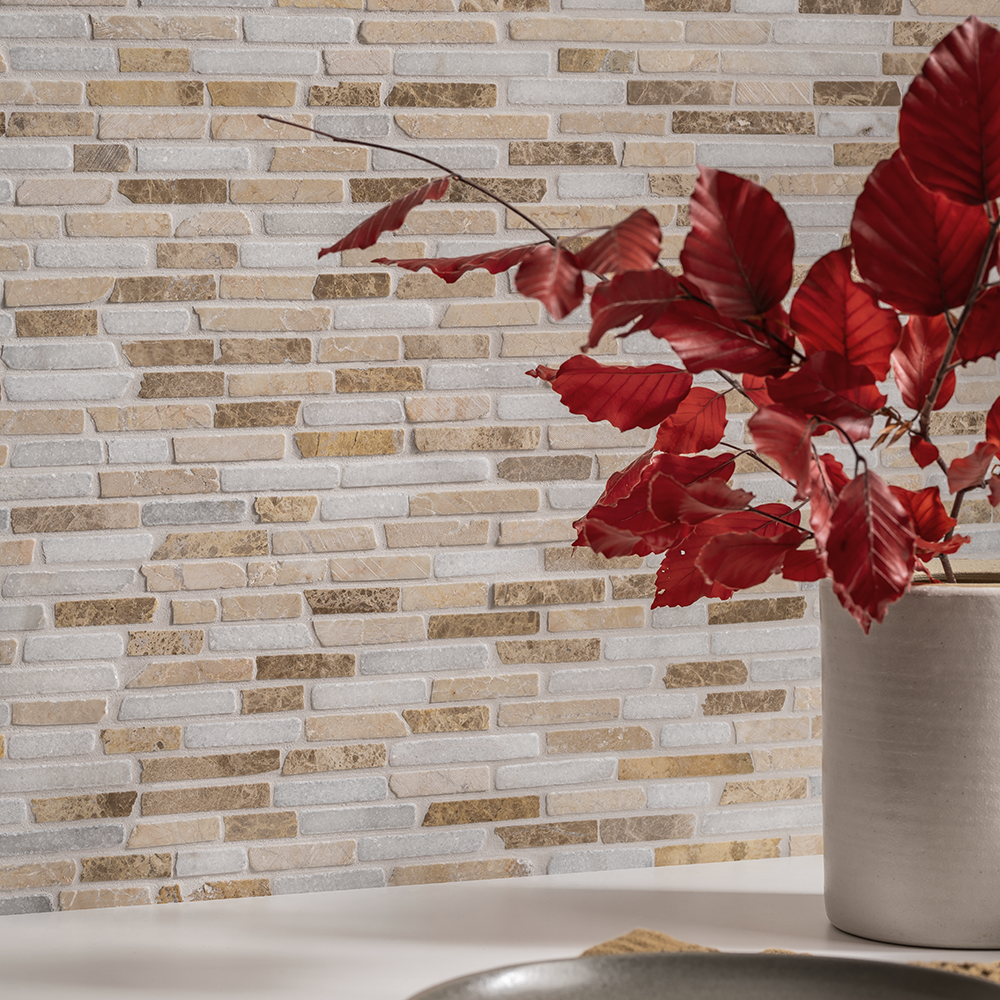 Turin Brown Stone Mosaic Tile Sheet - 290 x 325mm