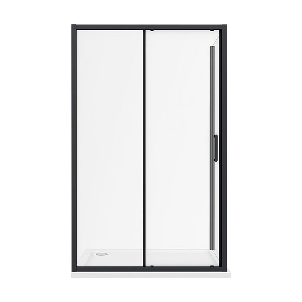 Toreno Matt Black 1000 x 900mm Sliding Door Shower Enclosure + Pearlstone Tray | Victorian ...