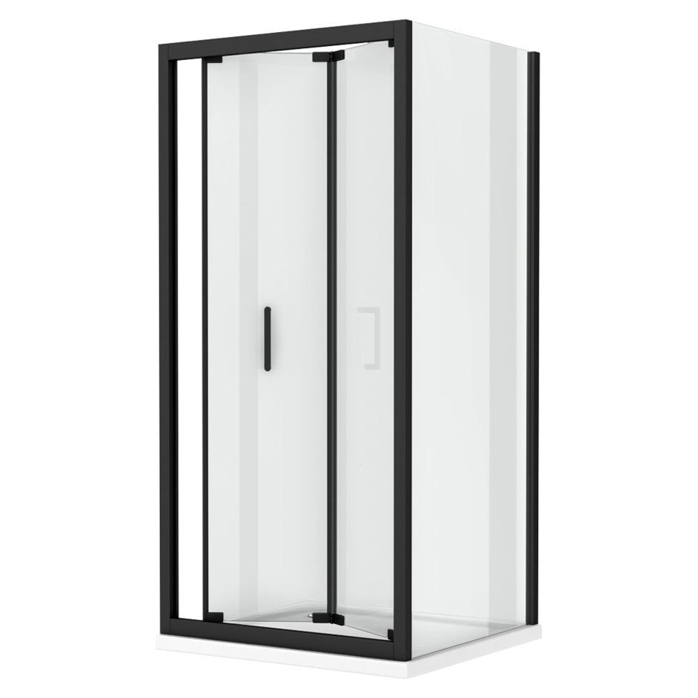 Toreno Matt Black 800 X 800mm Bi Fold Door Shower Enclosure Without