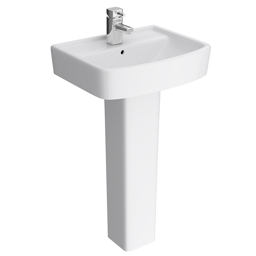 Turin Modern Square Basin With Full Pedestal | At Victorian Plumbing