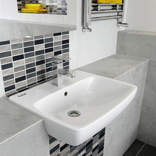 Twyford E100 Square 1TH Semi Recessed Basin | Victorian Plumbing