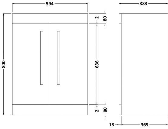 Ultra Design 600mm 2 Door Floor Mounted Basin & Cabinet - Ebony Brown ...