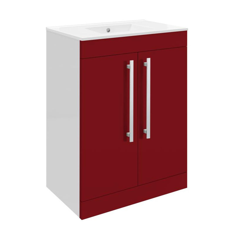 Ultra Design 600mm 2 Door Floor Mounted Basin & Cabinet - Gloss Red - 2 ...