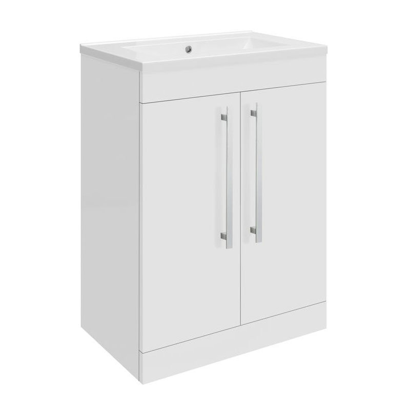 Ultra Design 600mm 2 Door Floor Mounted Basin & Cabinet - Gloss White ...