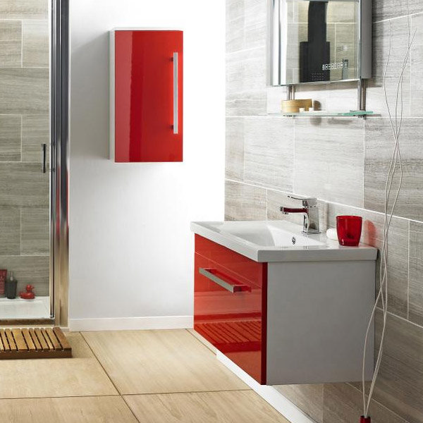 Ultra Design High Gloss Red Wall Mounted Cupboard W350 x D250mm at ...