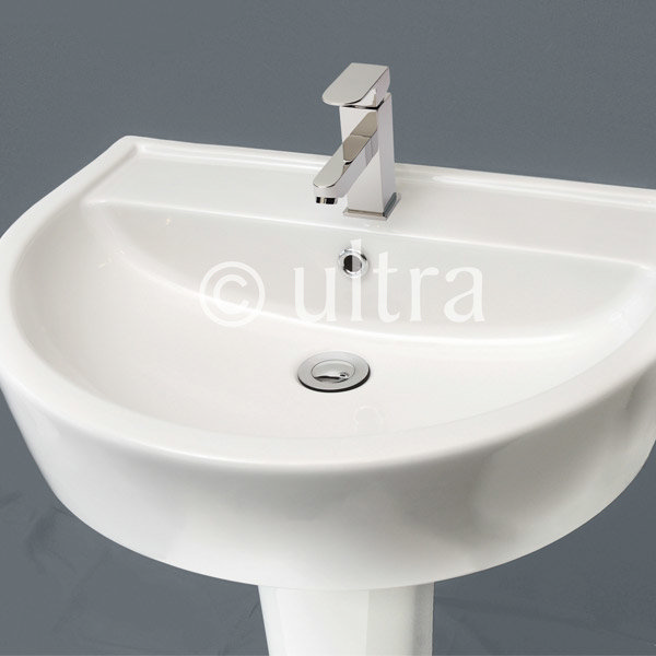 Ultra - Priory 600 Basin 1TH & Full Pedestal - CPR002 at Victorian Plumbing