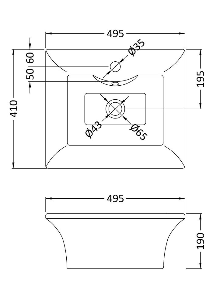 Nuie Rectangular Ceramic Counter Top Basin - NBV005 at Victorian ...