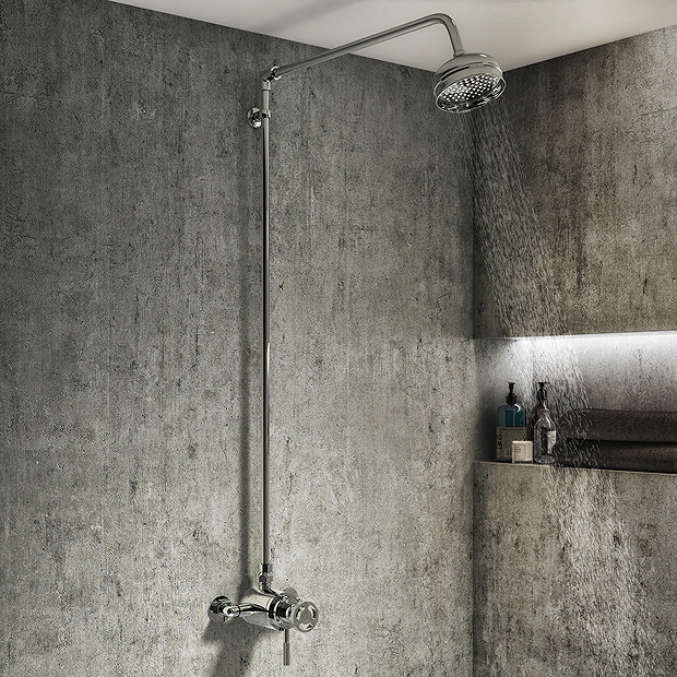 Nuie Traditional Shower Rigid Riser Kit with Swivel - Chrome at ...