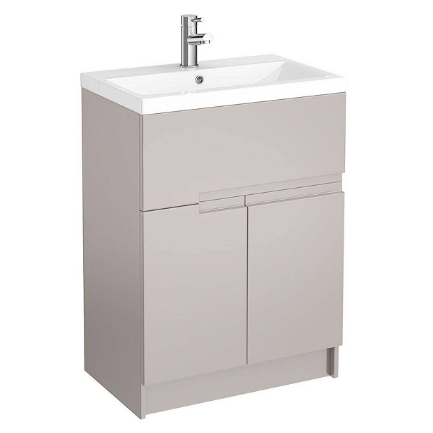 Urban 600mm Cashmere Compact Floorstanding Vanity Unit + Close Coupled ...