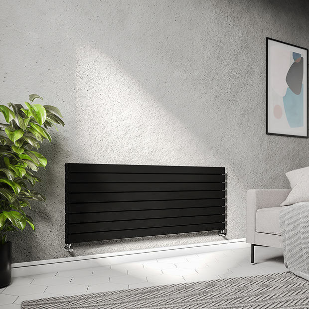 Urban Horizontal Radiator - Matt Black - Double Panel (1600mm Wide ...