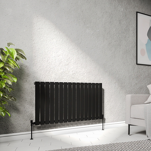 Urban Horizontal Radiator - Matt Black - Single Panel (600mm High ...