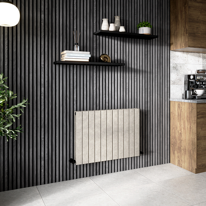 Double Horizontal Radiator - Taupe Speckled Stone Effect | Victorian ...