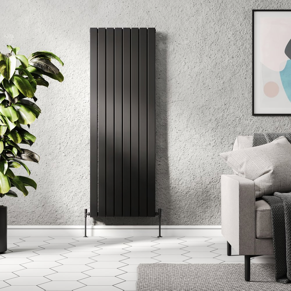 Urban Vertical Radiator - Matt Black - Double Panel (1600mm High) 608mm ...