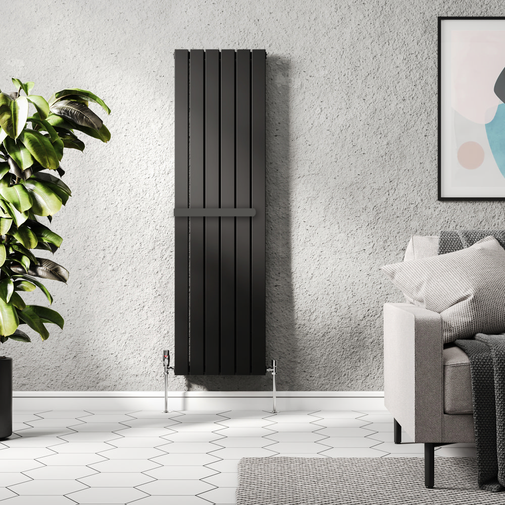 Urban Vertical Radiator - Matt Black - Double Panel (1600mm High) 456mm ...