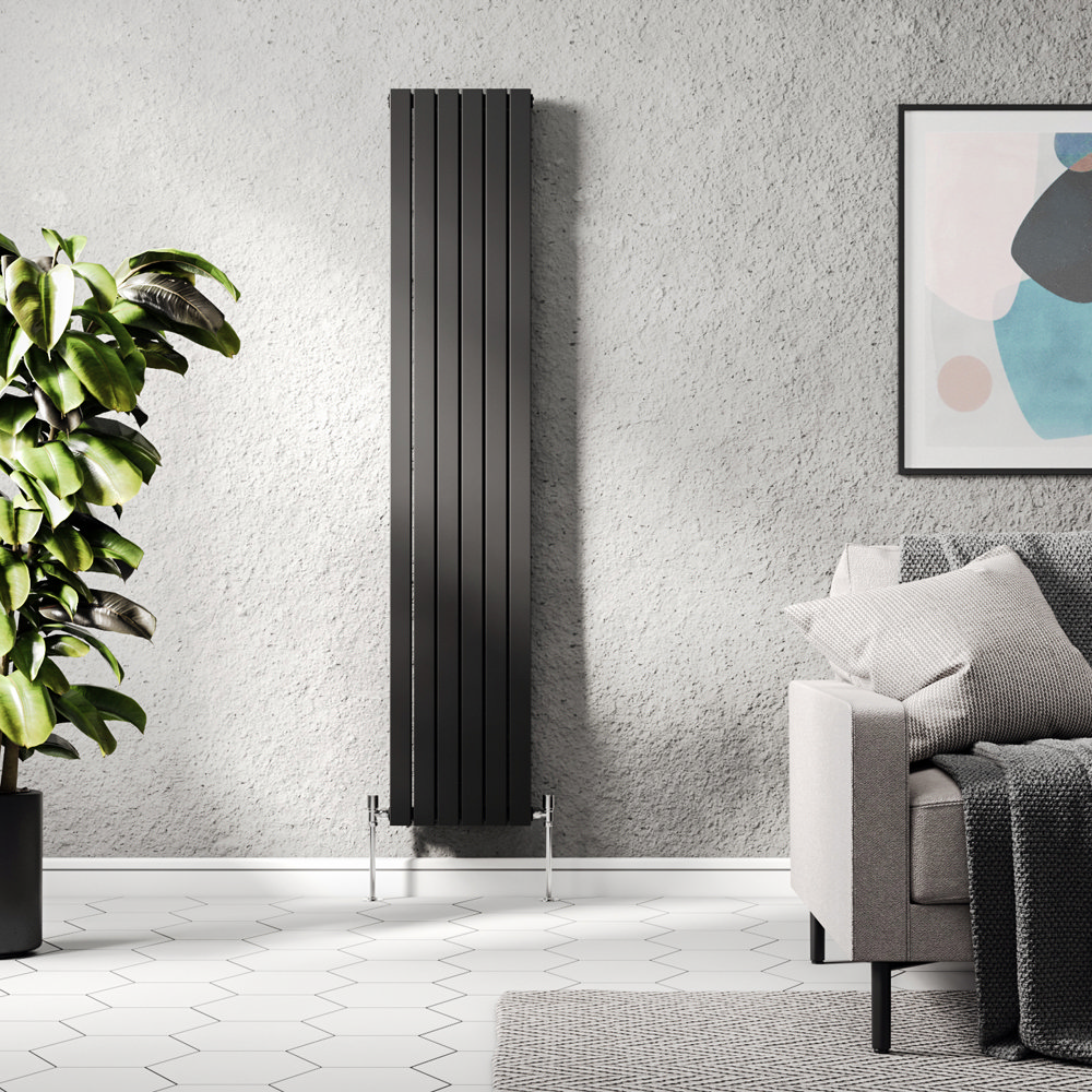 Urban Vertical Radiator - Matt Black - Double Panel (1800mm High) 354mm ...