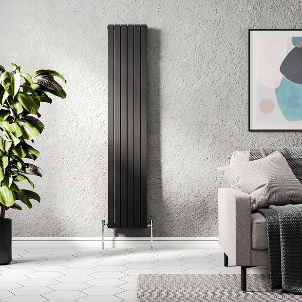 Urban Vertical Radiator - Matt Black - Double Panel (1800mm High) 354mm ...