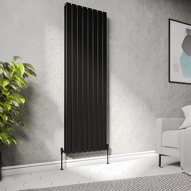 Urban Vertical Radiator - Matt Black - Double Panel (1800mm High) 608mm ...