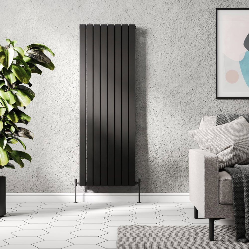 Urban Vertical Radiator - Matt Black - Single Panel (1600mm High) 608mm ...