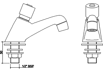 Utility Solo Non-concussive Basin Taps at Victorian Plumbing UK