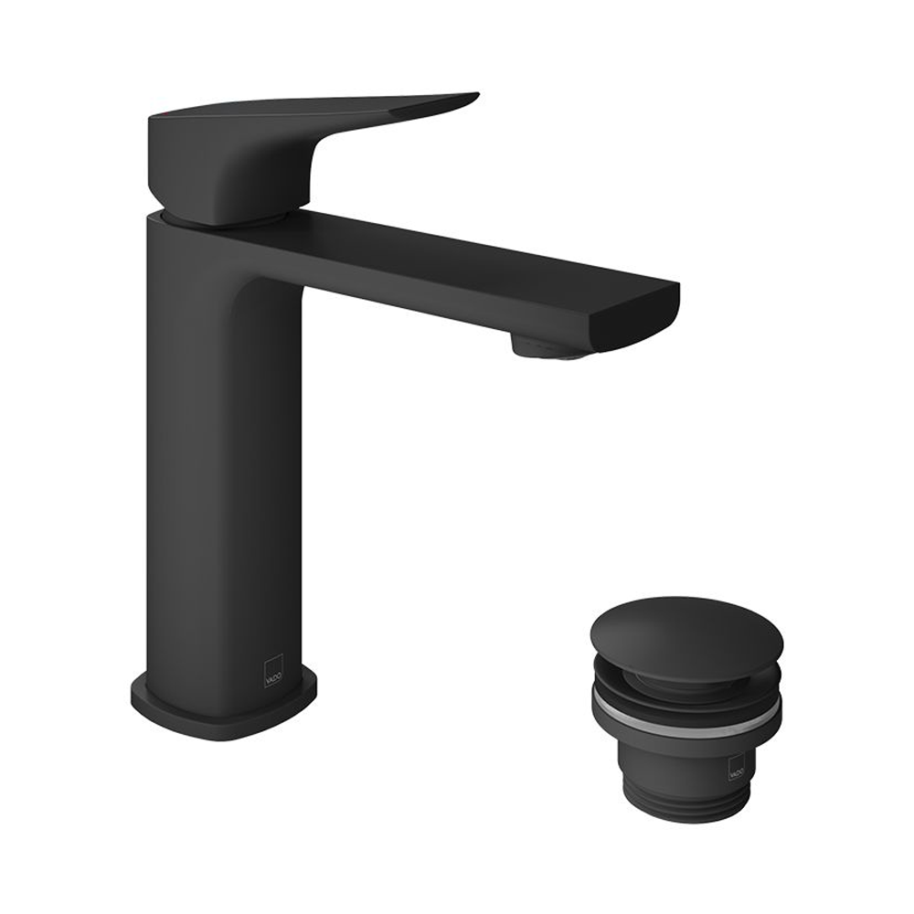 Vado Cameo Lever Low‑Pressure Basin Mixer & Waste - Matt Black ...