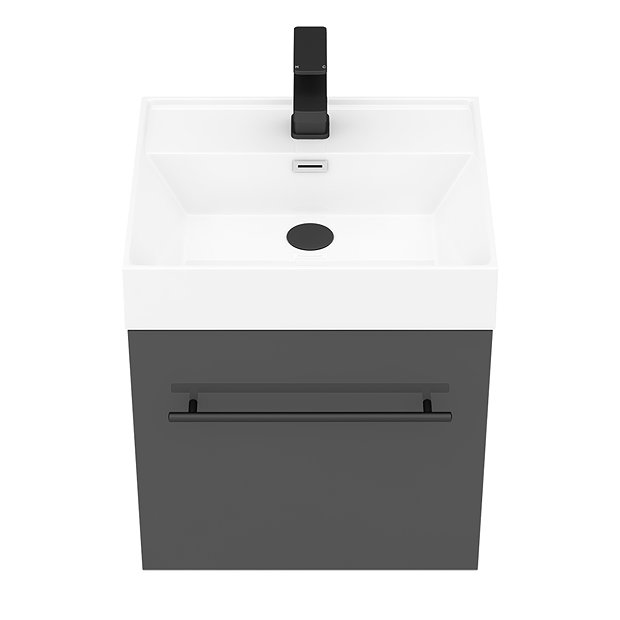 Valencia 450 Gloss Grey Minimalist Wall Hung Vanity Unit with Matt ...