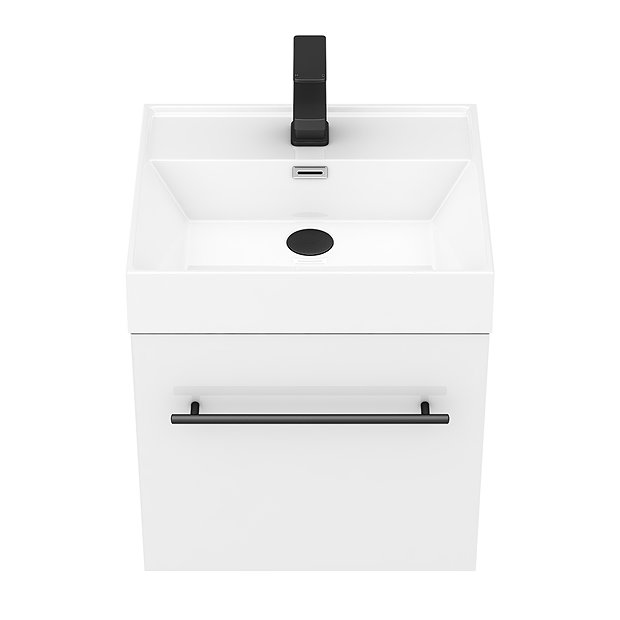 Valencia 450 Gloss White Minimalist Wall Hung Vanity Unit with Matt ...