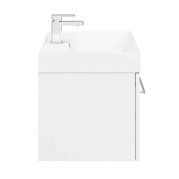 Valencia 800 Gloss White Minimalist Wall Hung Vanity Unit with Chrome ...