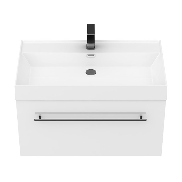 Valencia 800 Gloss White Minimalist Wall Hung Vanity Unit with Matt ...
