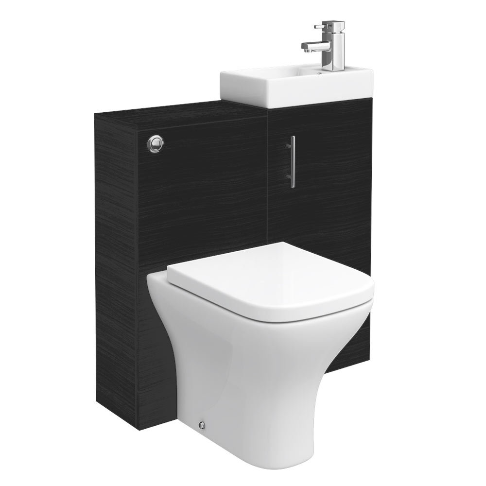 Valencia 810mm Mini SQ Black Ash Basin + WC Unit | Victorian Plumbing UK