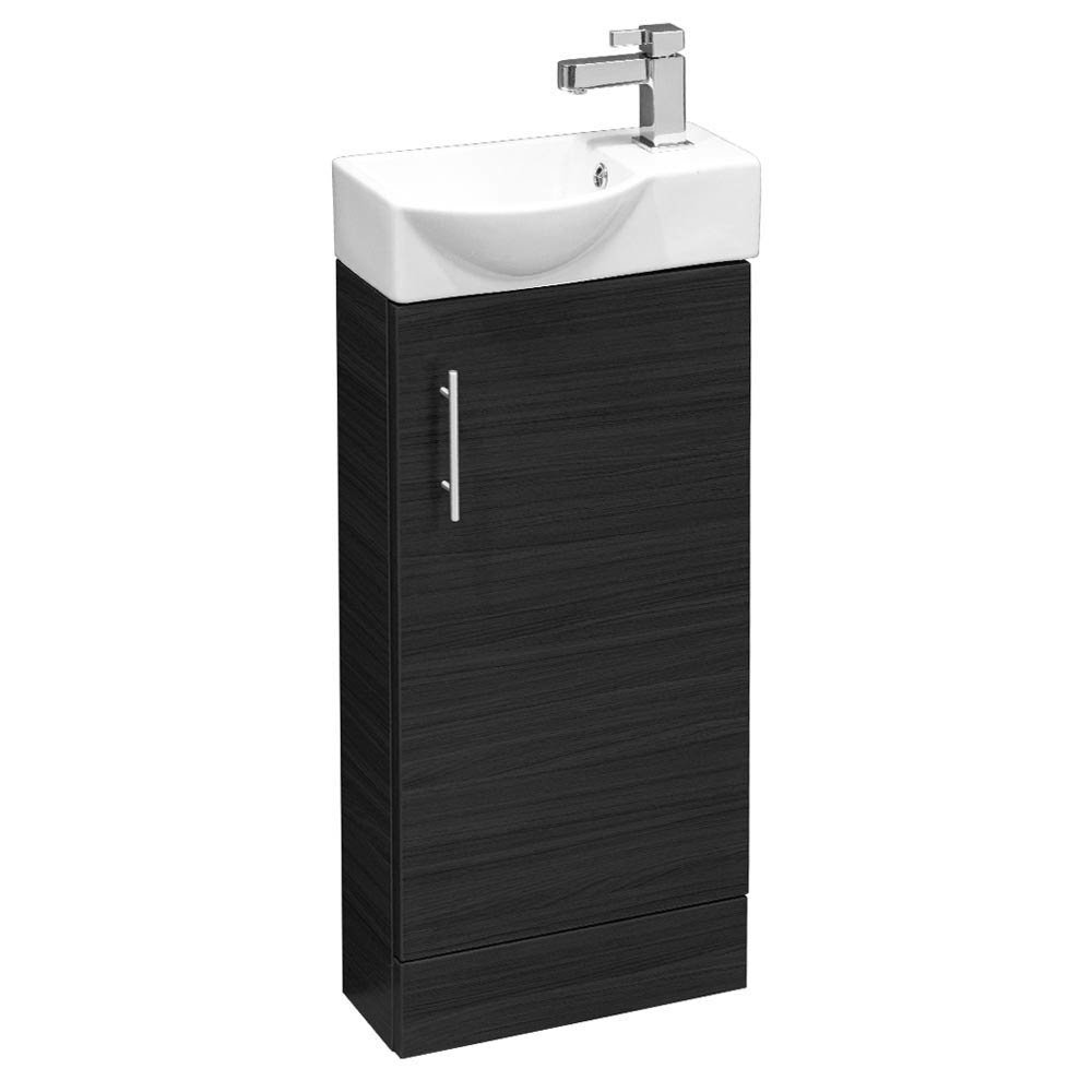 Valencia Mini Black Ash Vanity Unit - 400mm Wide | Victorian Plumbing UK
