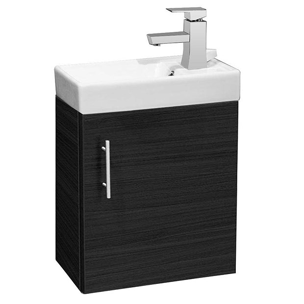 Valencia Mini SQ Black Ash Wall Hung Vanity Unit - 400mm Wide ...