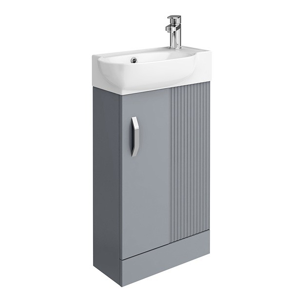Valencia Perla Fluted Floor Standing Cloakroom Vanity (Gloss Grey ...